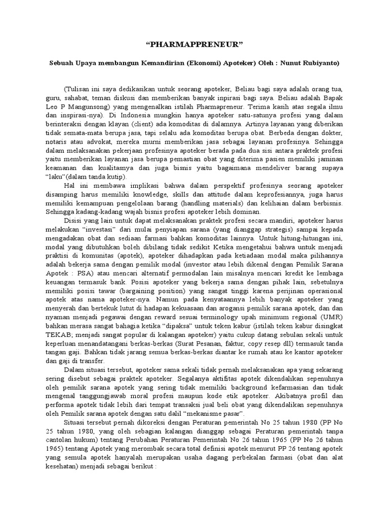 Tugas Pharmappreneur Yurita Windi Andini 173110210 | PDF