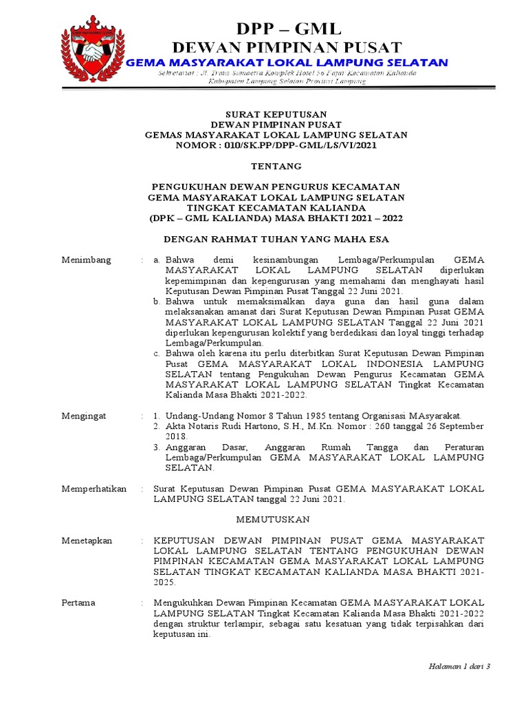 Surat Keputusan DPK | PDF