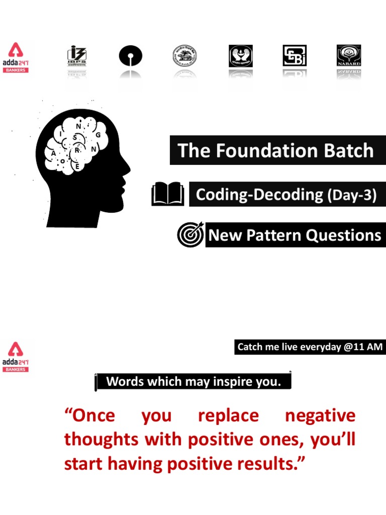 The Foundation Batch: New Pattern Questions Coding-Decoding | PDF | Human Communication ...