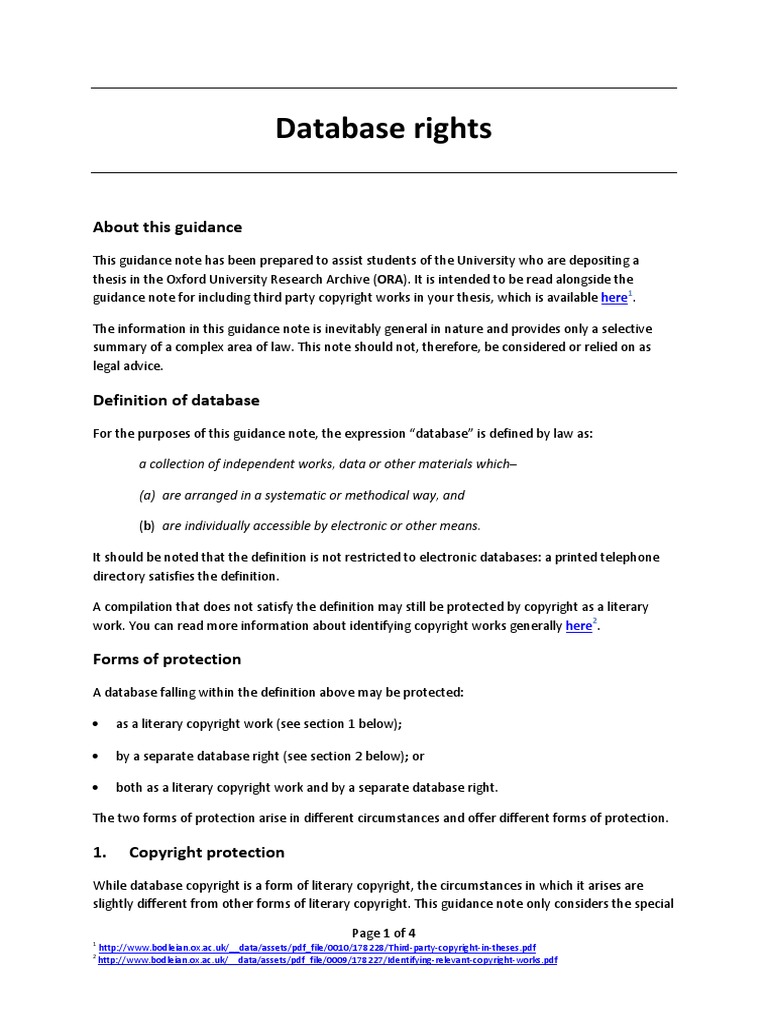 Database Rights: About This Guidance | Download Free PDF | Copyright ...