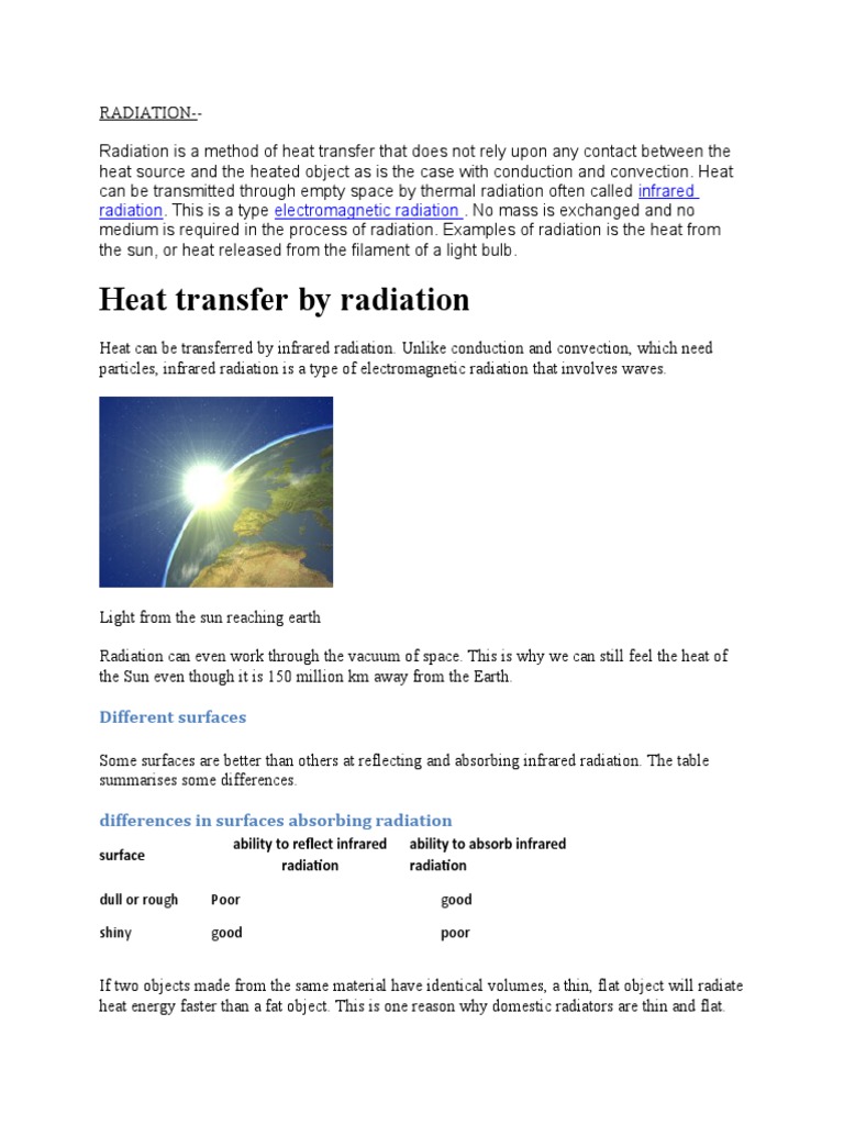 Heat Transfer by Radiation: Infrared Radiation Electromagnetic ...