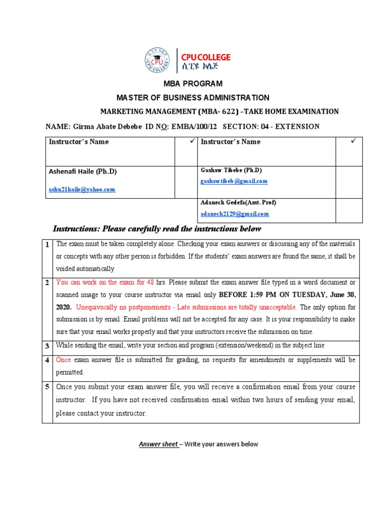 Marketing Answer Sheet | PDF | Brand | Marketing