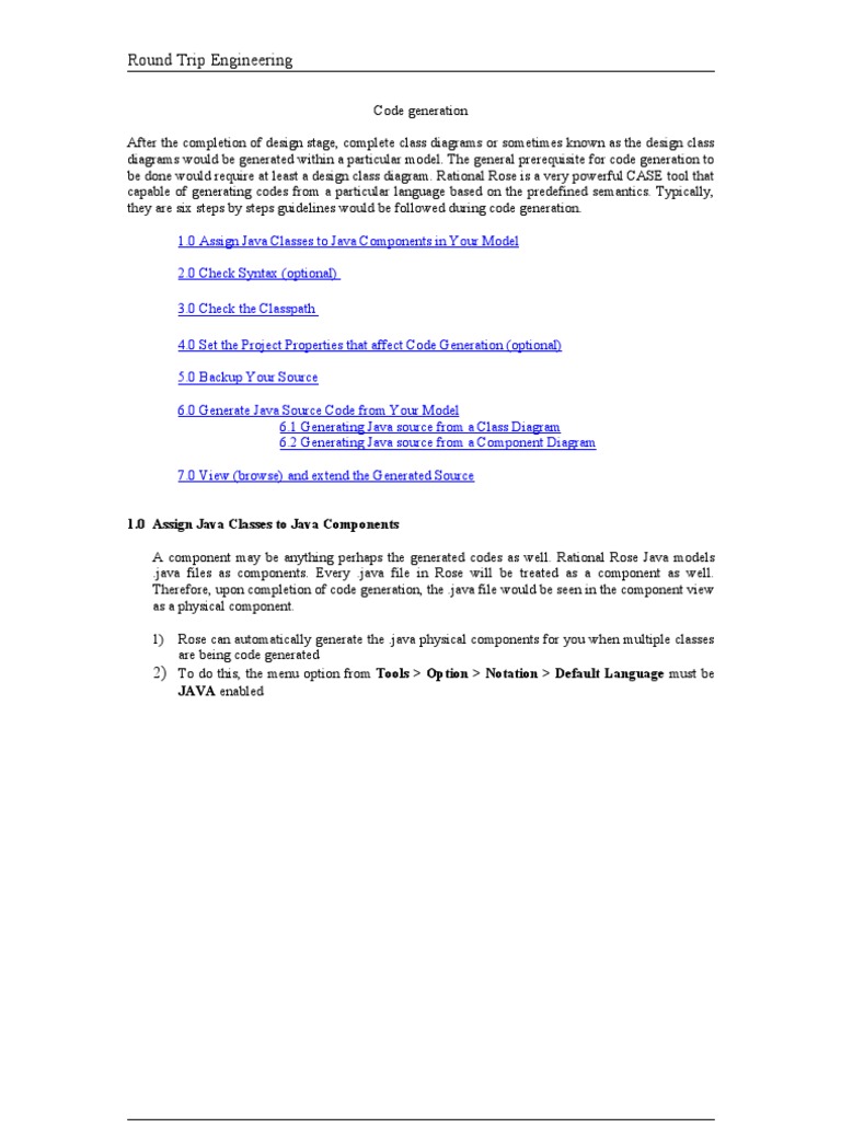Java Code Generation with Rational Rose | PDF | Java (Programming ...