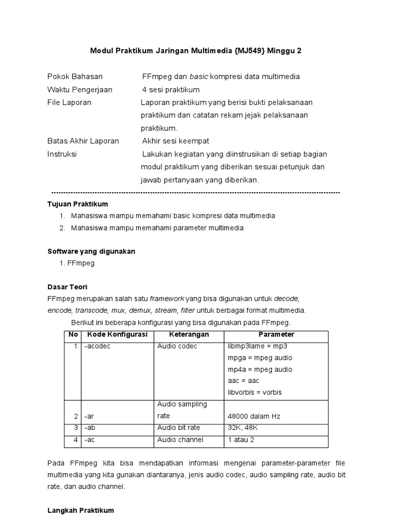 Praktikum FFmpeg: Kompresi Multimedia | PDF