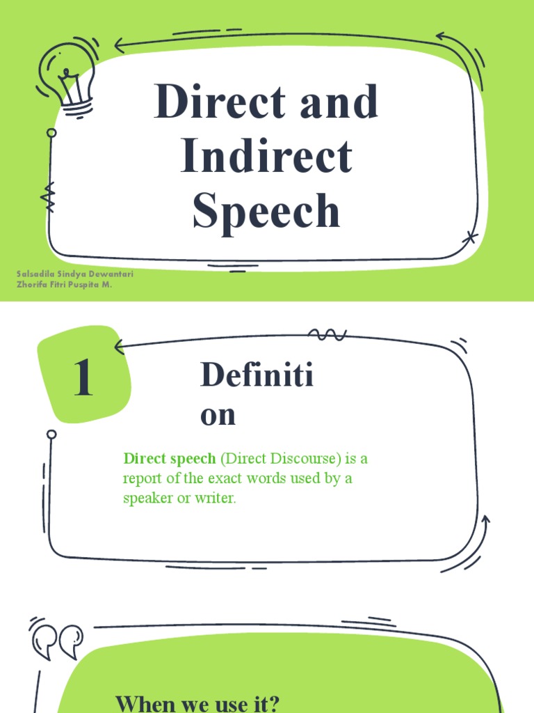 Direct and Indirect Speech: Salsadila Sindya Dewantari Zhorifa Fitri ...