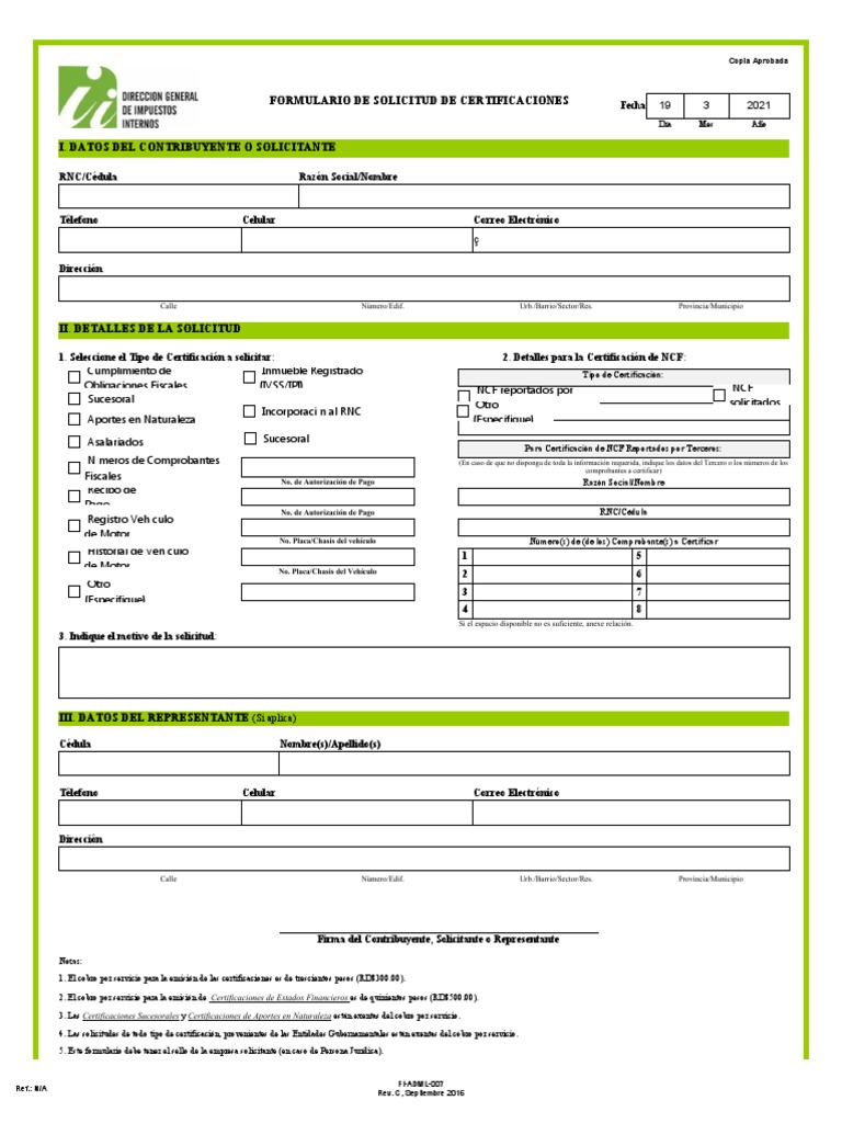 Formulario de Solicitud de Certificaciones, DGII | PDF | Business | Science