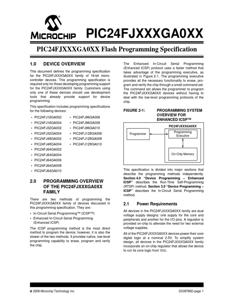 PIC24FJXXXGA0XX Flash Programming Specification | PDF | Computer Hardware | Computer Architecture