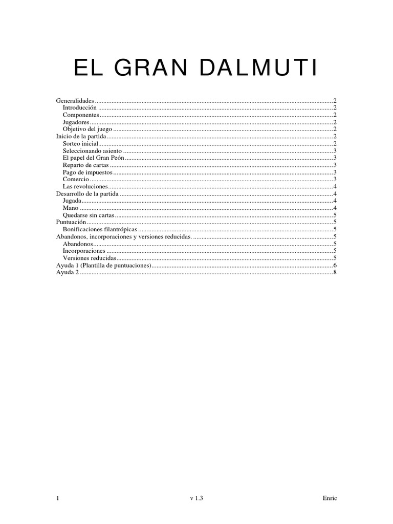 Reglas del Gran Dalmuti | PDF | Comercio | Ocio