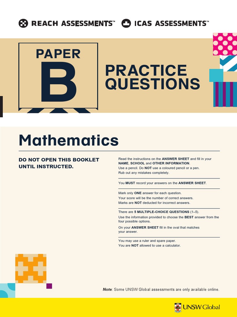 ICAS Sample Questions Mathematics Paper B | PDF | Business