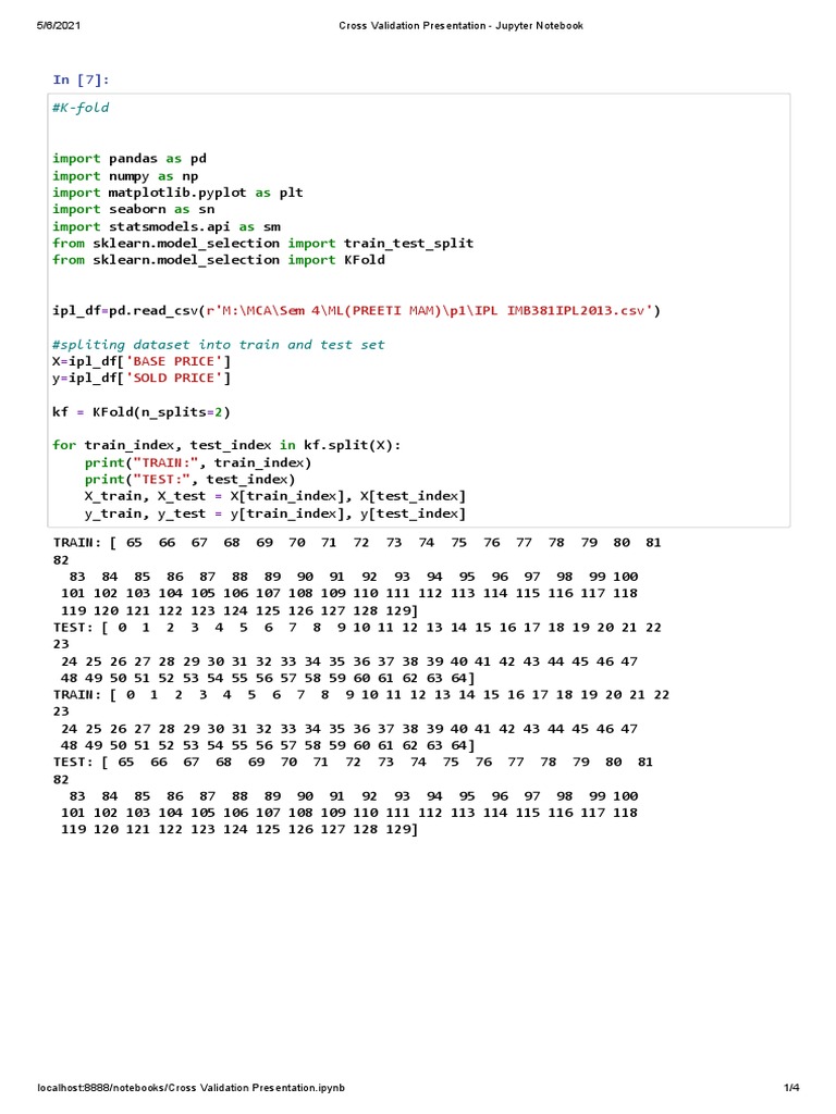 Jupyter Notebook: Cross Validation Guide | PDF | Computer Programming | Science Software