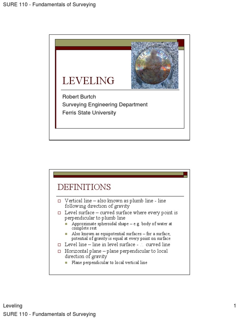Geodetic Leveling in Surveying Fundamentals | PDF | Sea Level | Surveying
