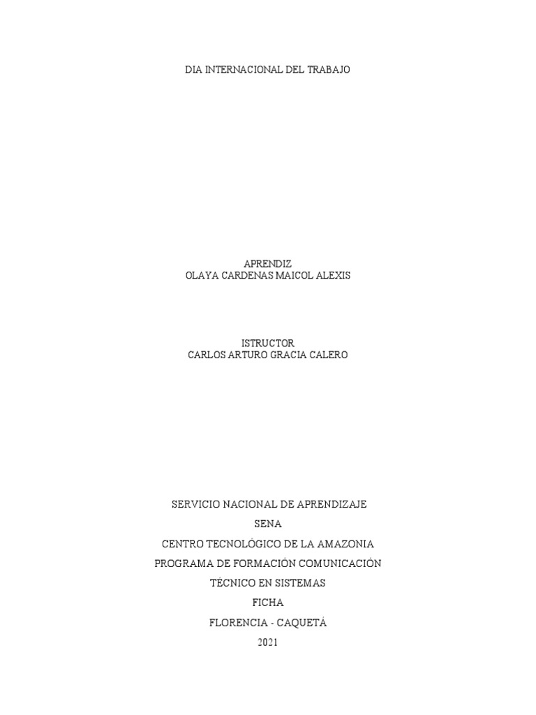 Dia Internacional Del Trabajo | PDF | Relaciones laborales | Labor