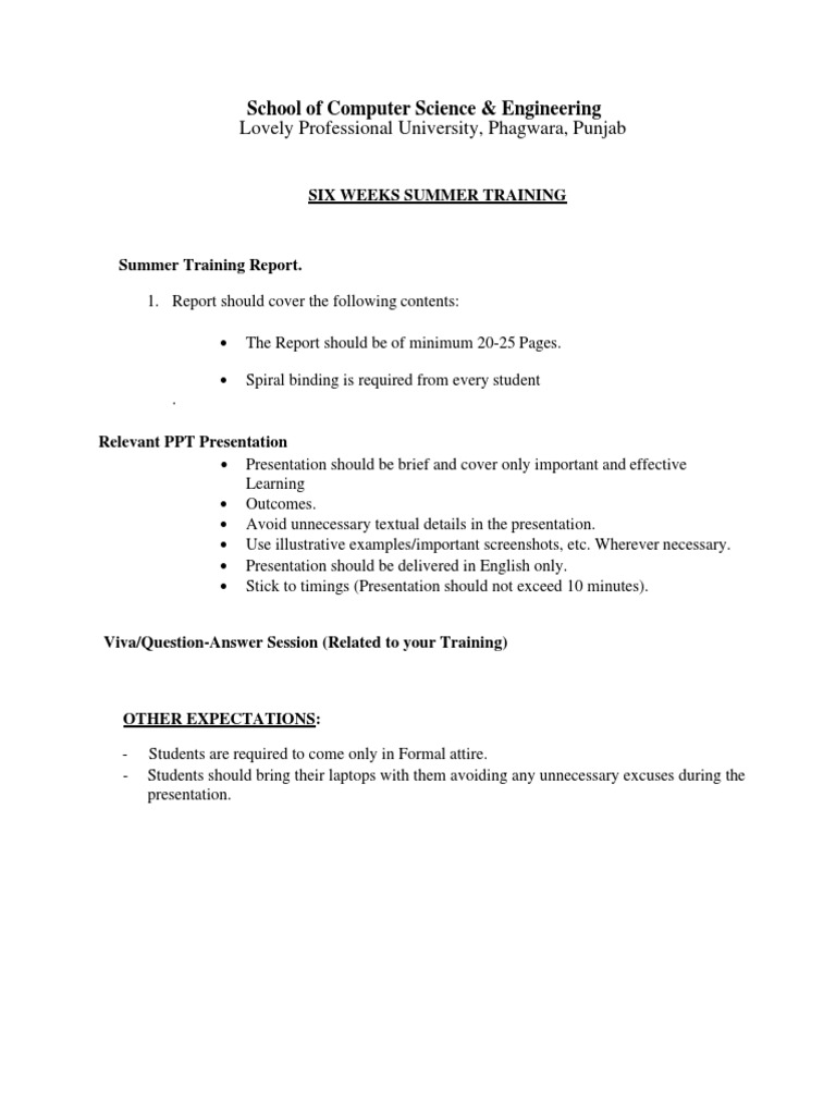 Format of Six Weeks Training Report Final 2023 | PDF | Information ...