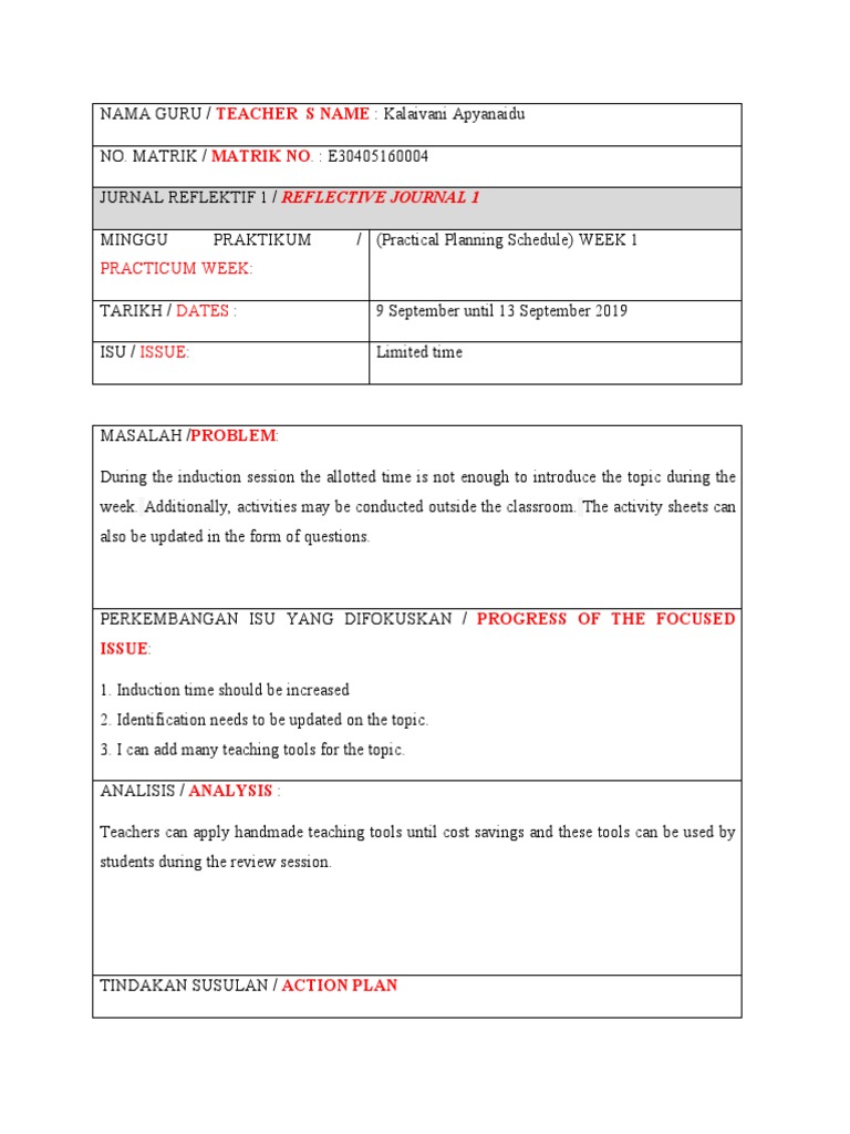Reflective Journals on Teaching Practices | PDF | Classroom Management ...
