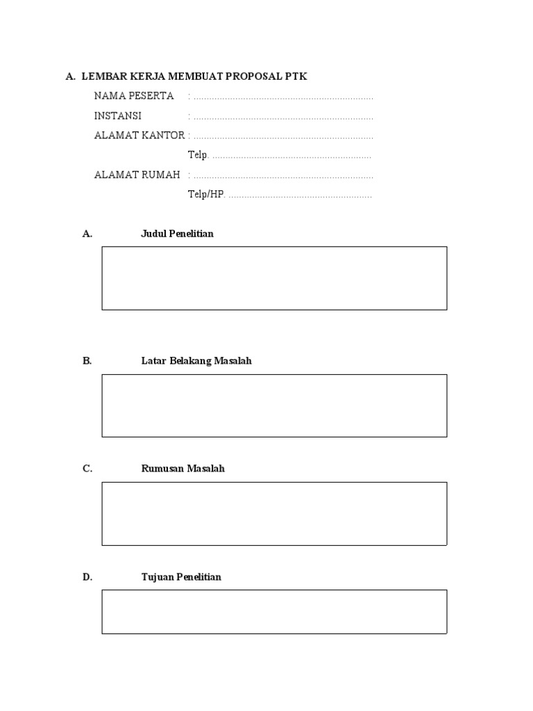 Lembar Kerja Membuat Proposal PTK Di Modul PTK PPG Dulu | PDF