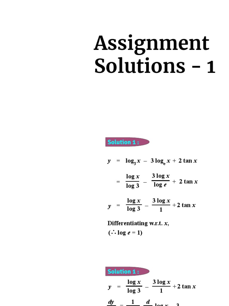 Bridge Course - Differentiation - 1 - VMath (Assignment Solutions) | PDF