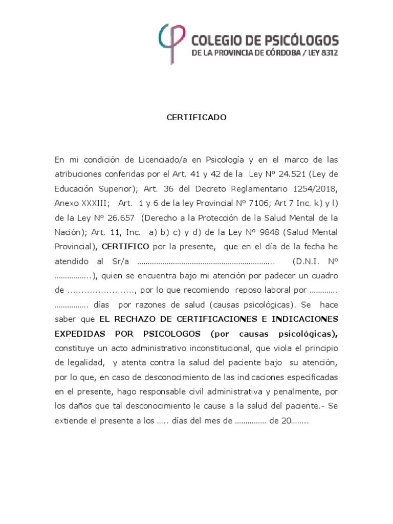 Certificado de Reposo Laboral | PDF