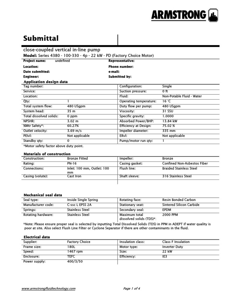 Armstrong Pump Selection | PDF | Pump | Pipe (Fluid Conveyance)