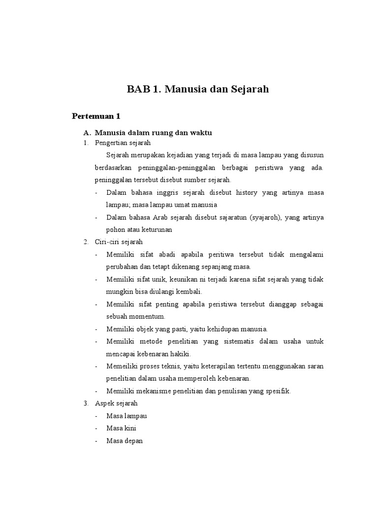 BAB 1 - Sejarah Kelas 10-1 | PDF