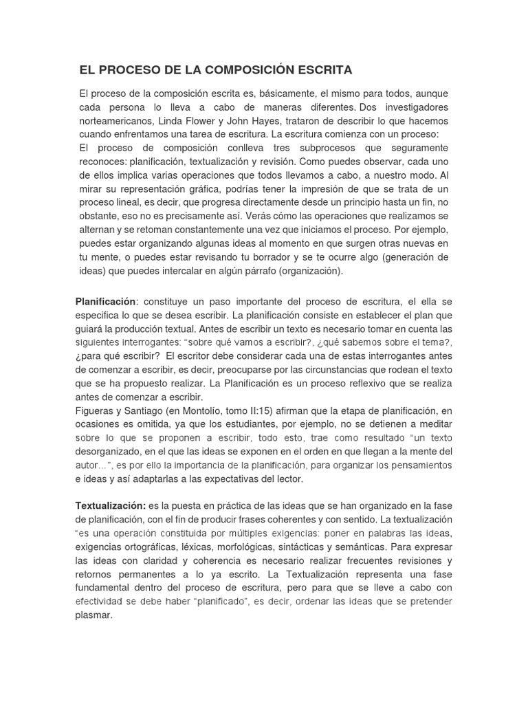 Etapas del Proceso de Composición Escrita | PDF | Escritura | Planificación