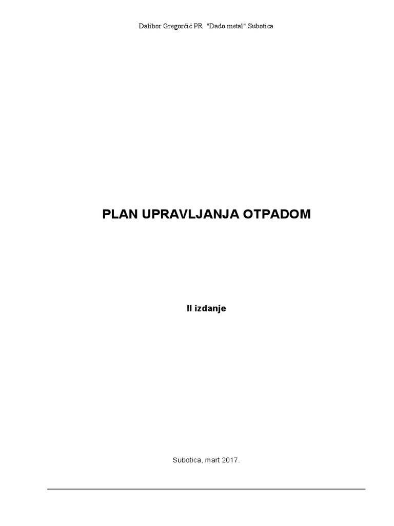 PUO-1704.0148.001.01 Plan Upravljanja Otpadom Dado Metal | PDF