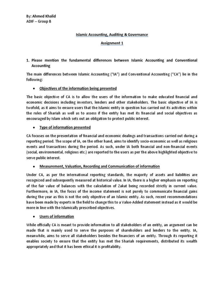 Islamic Accounting Vs Conventional Accounting - Assigment 2 | PDF ...