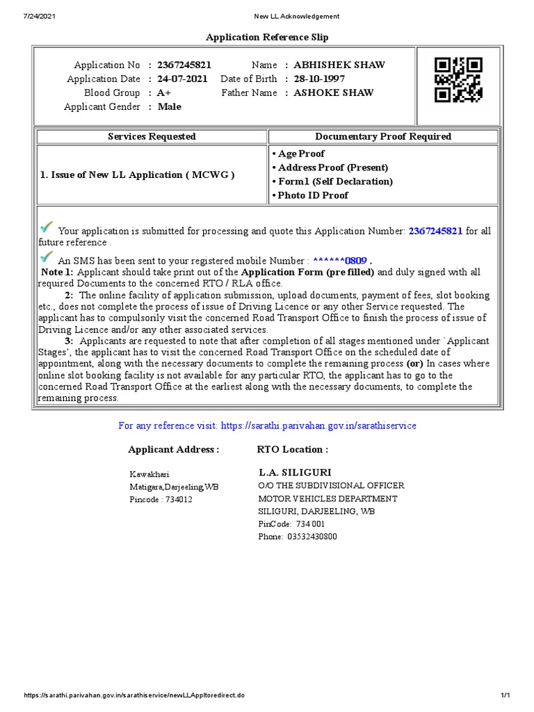 New LL Application Process Guide | PDF | Driving | Transport