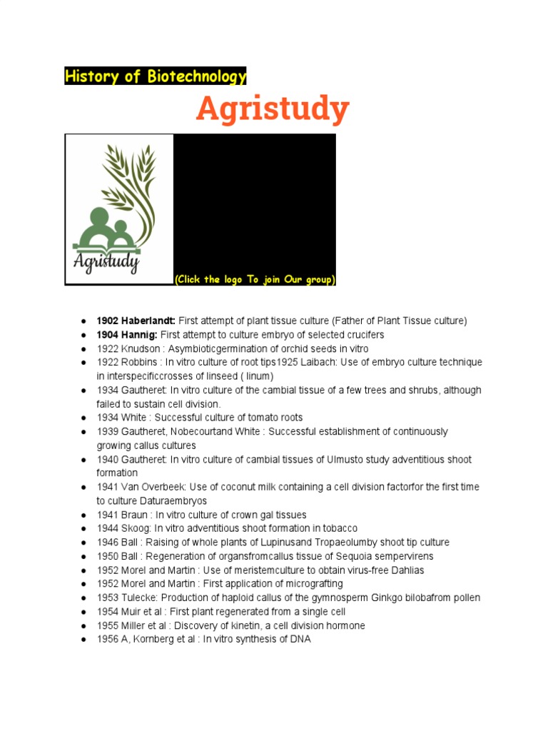 History of Biotechnology Timeline | PDF | Transformation (Genetics ...