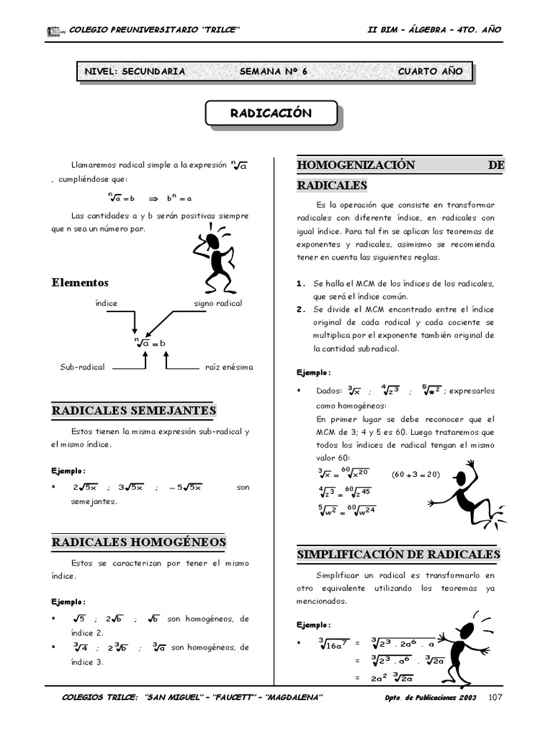 II BIM - 4to. Año - ALG - Guía 6 - Radicación | PDF | Álgebra abstracta | Números