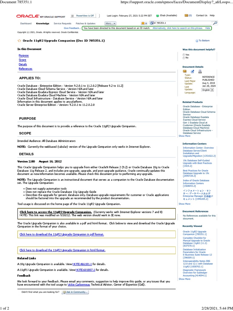 Oracle 11gR2 Upgrade Compani | Download Free PDF | Databases | Cloud Computing