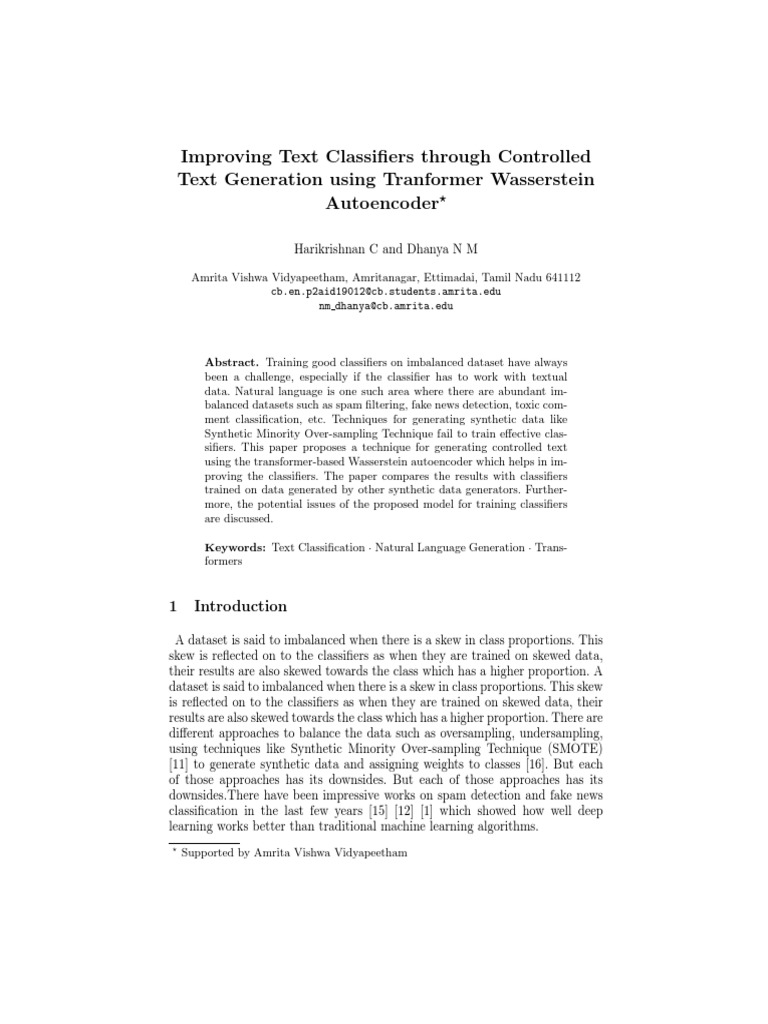 Improving Text Classifiers Through Controlled Text Generation Using Tranformer Wasserstein ...