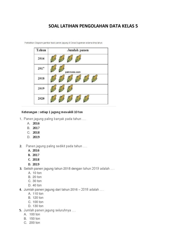 Soal Latihan Pengolahan Data Kelas 5 | PDF