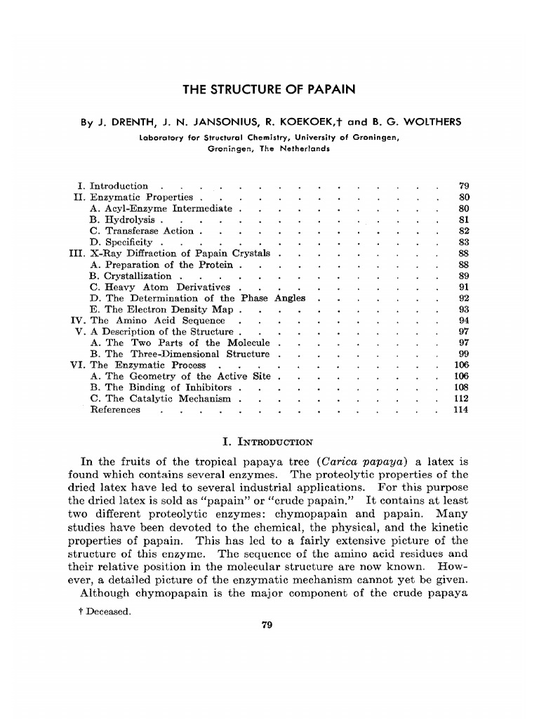 Structure of Papain: I1 - B I11 - . E | PDF | Amino Acid | Enzyme