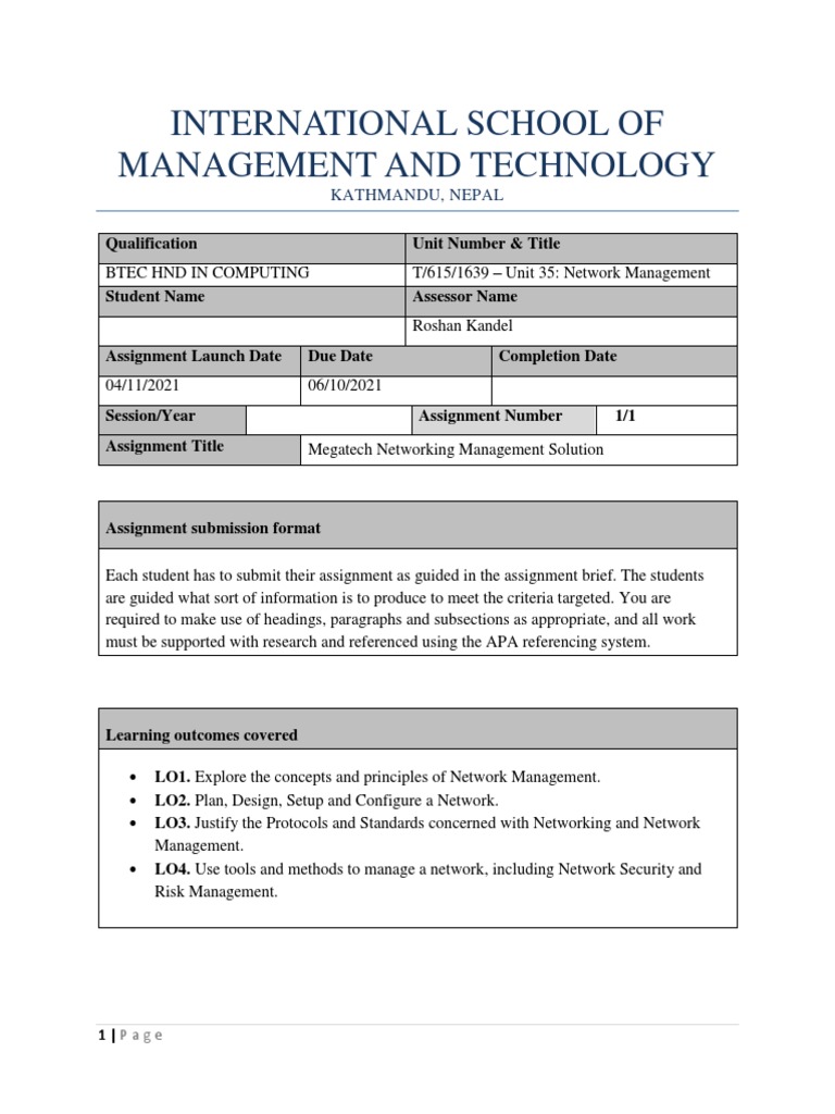 Unit 35 Network Management | PDF | Computer Network | Internet Protocol ...