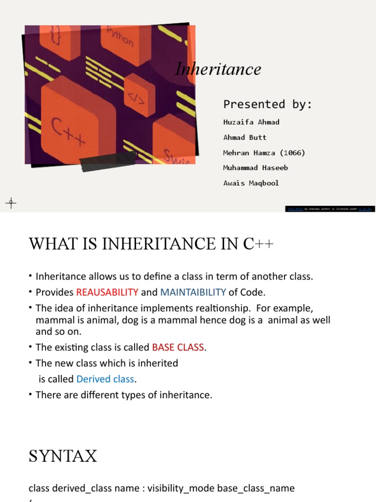 Inheritance Presented By Pdf Namespace Inheritance Object Oriented Programming 7303
