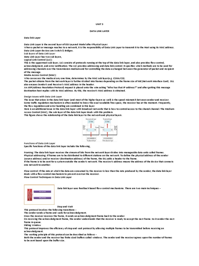 UNIT 3 Data Link Layer | PDF | Error Detection And Correction | Computer Network