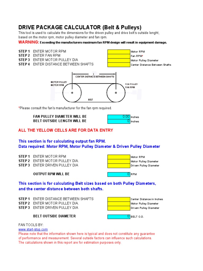 Belt Pulley Calculator PDF