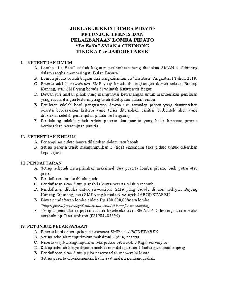 Juklak Juknis Pidato | PDF