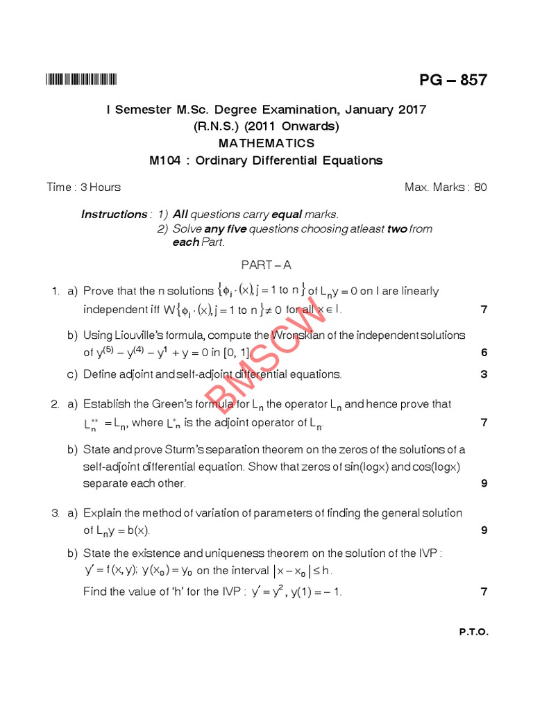 Ordinary Differential Equations 17 | PDF | Equations | Eigenvalues And Eigenvectors