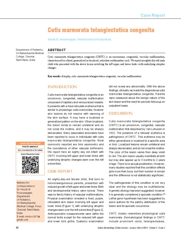 Cutis Marmorata Telangiectatica Congenita: Case Report | PDF | Medical ...