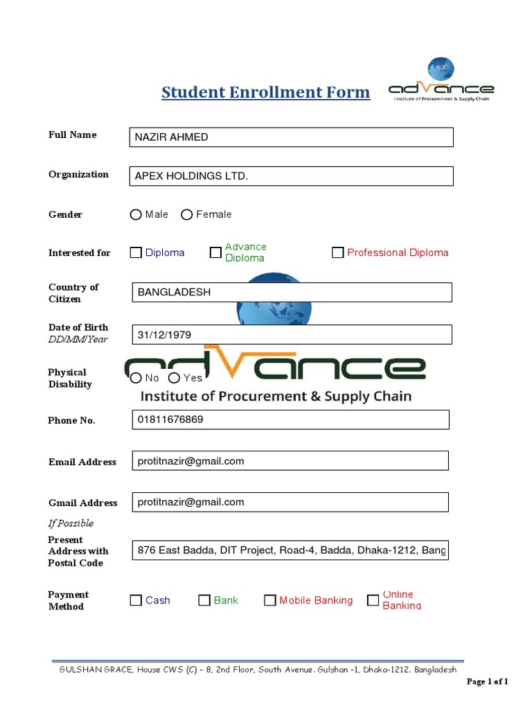 Enrollment Form of CIPS | PDF