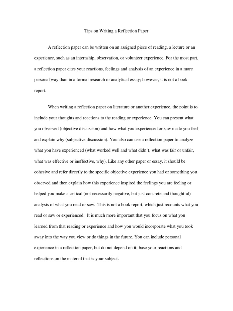 Tips On Writing A Reflection Paper Paper Reaction | PDF | Classroom ...