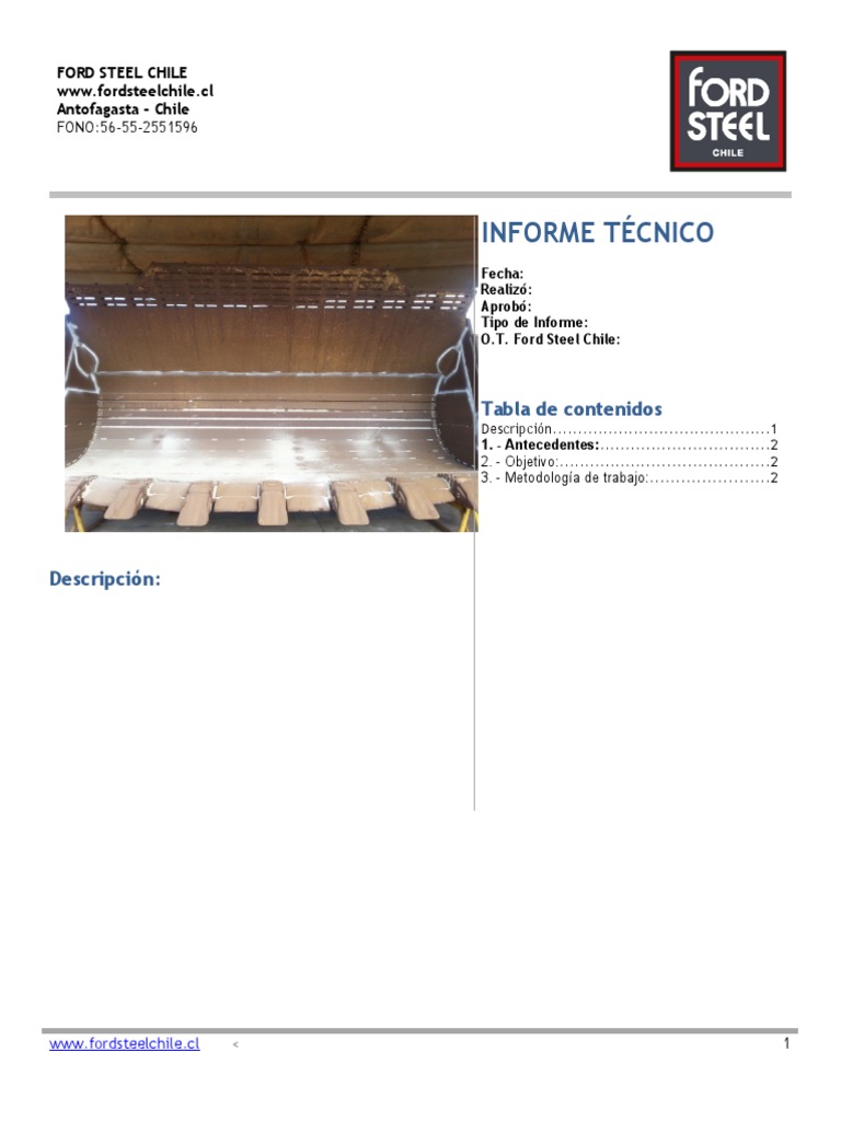 Informe Técnico de Ford Steel Chile | PDF