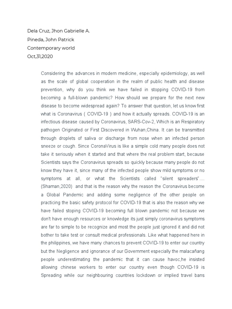 COVID-19 Pandemic Response Failures | PDF | Pandemic | Infection