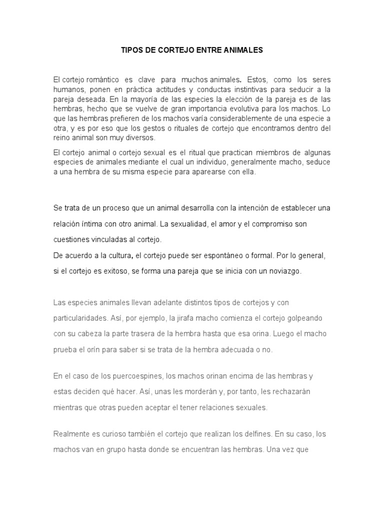 Tipos de Cortejo en Animales | PDF | Cortejo | Seducción