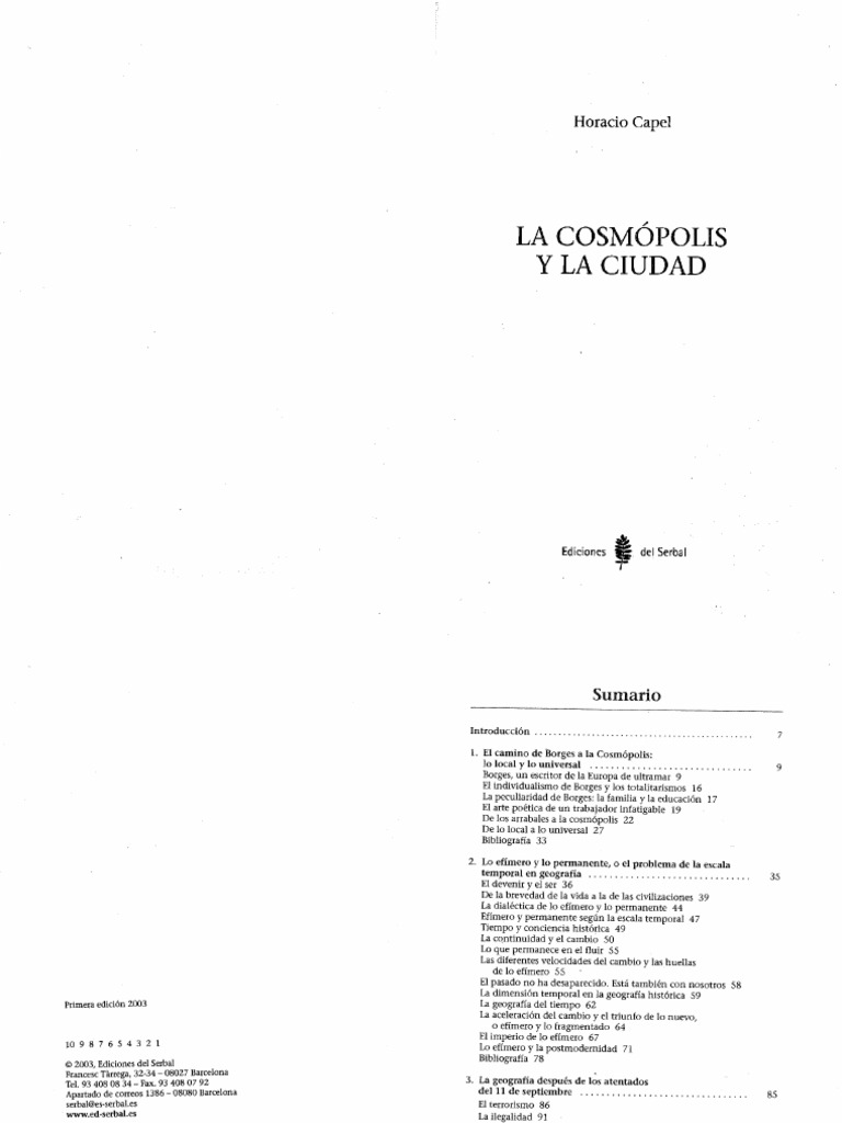 Capel Horacio - La Cosmopolis Y La Ciudad | PDF | Viajes por Europa ...