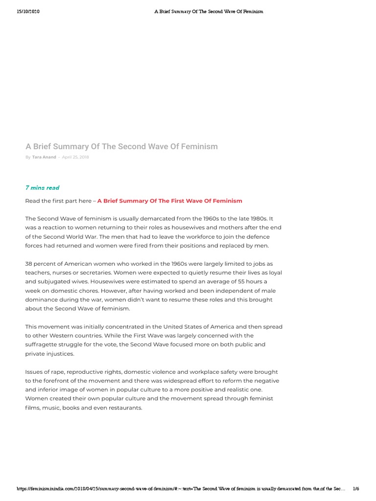Overview of Second Wave Feminism | PDF | Feminism | Gender Studies