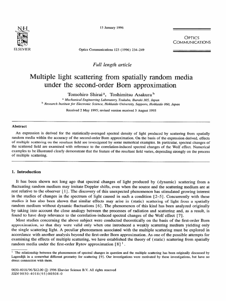 Multiple Light Scattering From Spatially Random Media Under The Second ...
