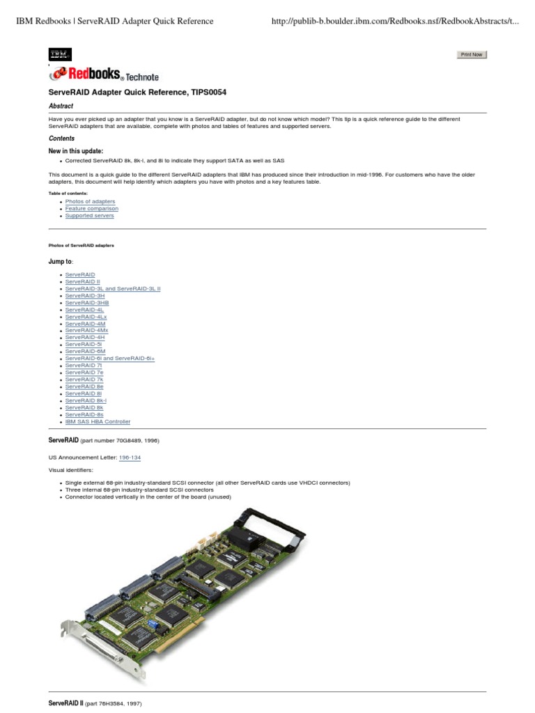 ServeRAID Adapter Quick Reference | PDF | Computer Hardware | Computing