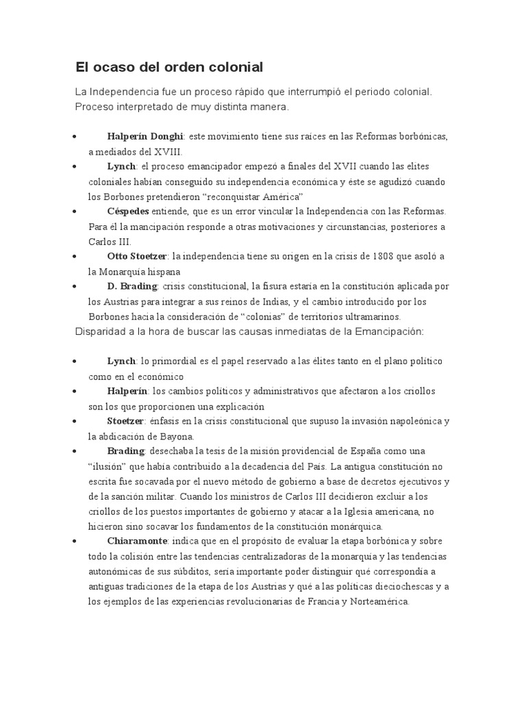 El Ocaso Del Orden Colonial | PDF | Imperio español | España